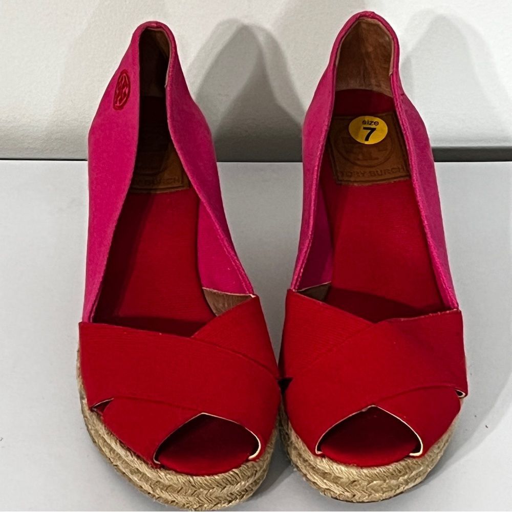 Tory Burch Filipa Red/Pink Colorblock Espadrilles - Gem